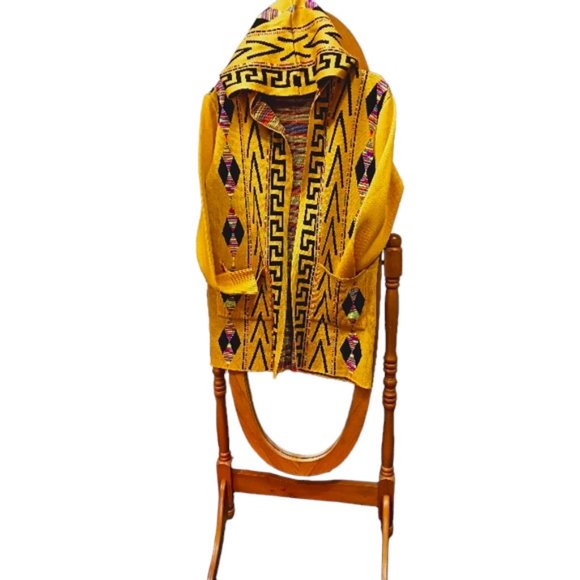 Jackets & Coats | Mexican Ponchogabanjorongojacket Aztec Patern Gold ...